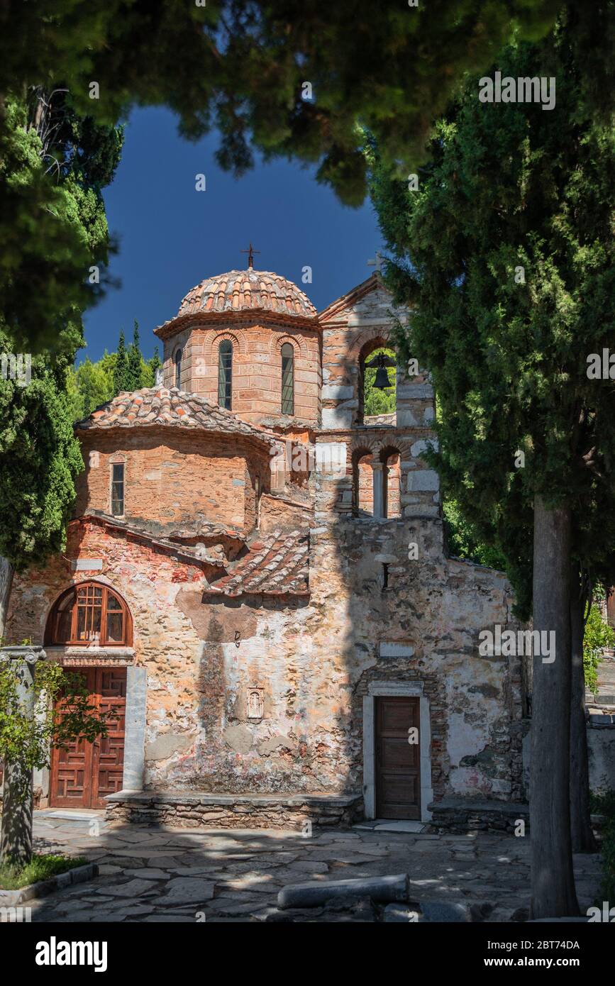 The church of the Kesariani monastery on mount Imitos Stock Photo - Alamy