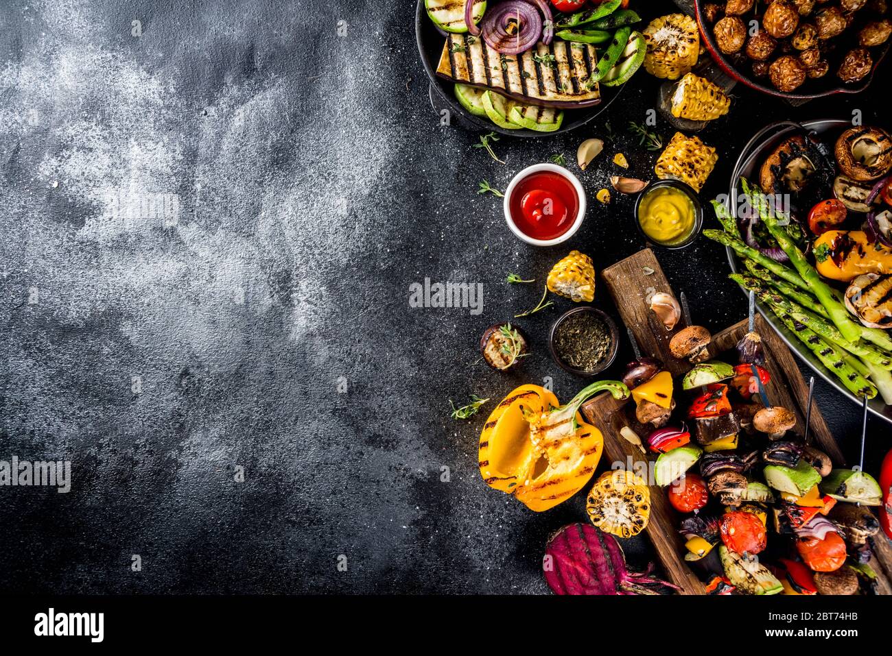 Assortment various barbecue vegan food, set of grill veggies, vegetable ...