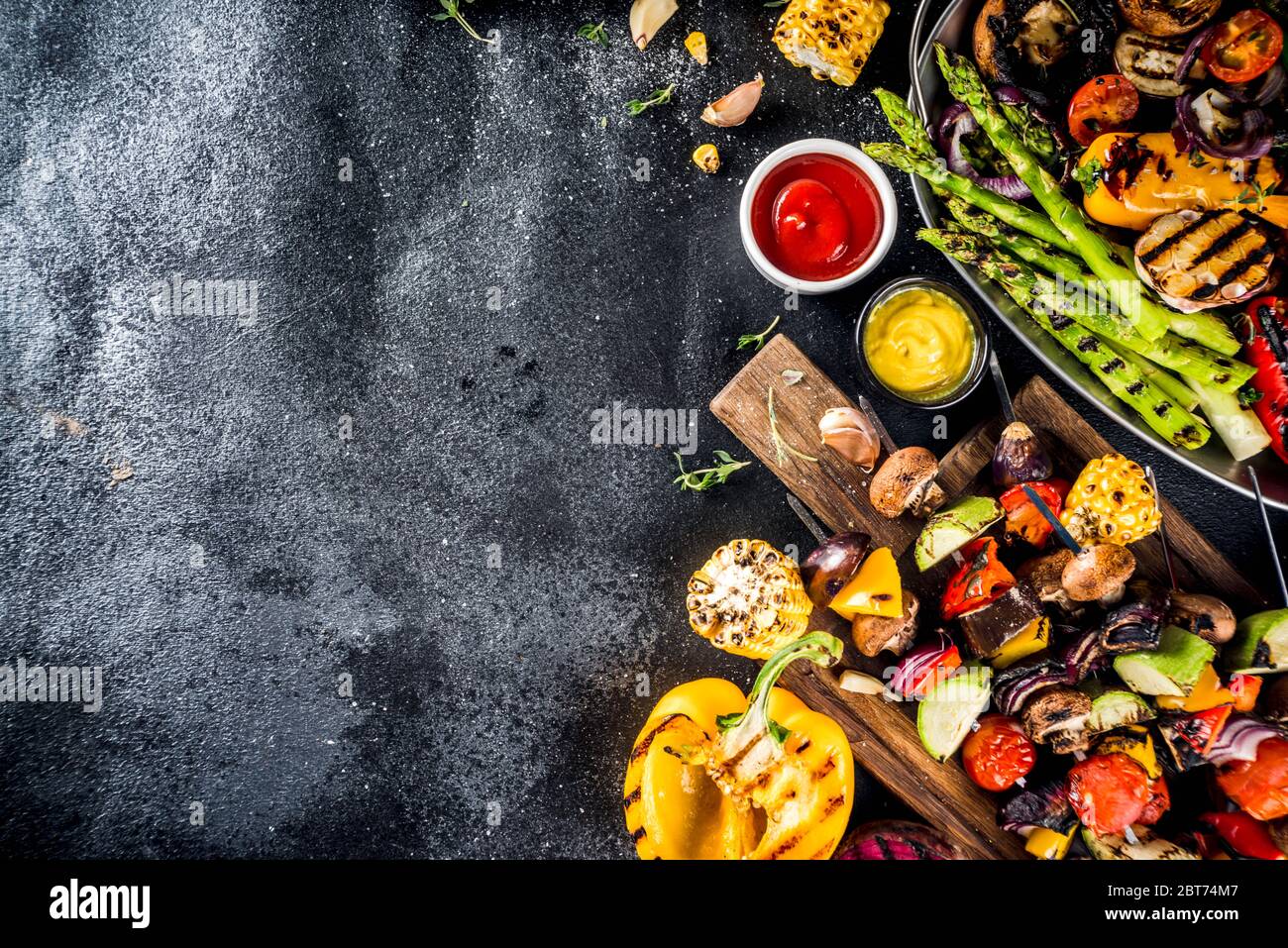 Assortment various barbecue vegan food, set of grill veggies, vegetable ...