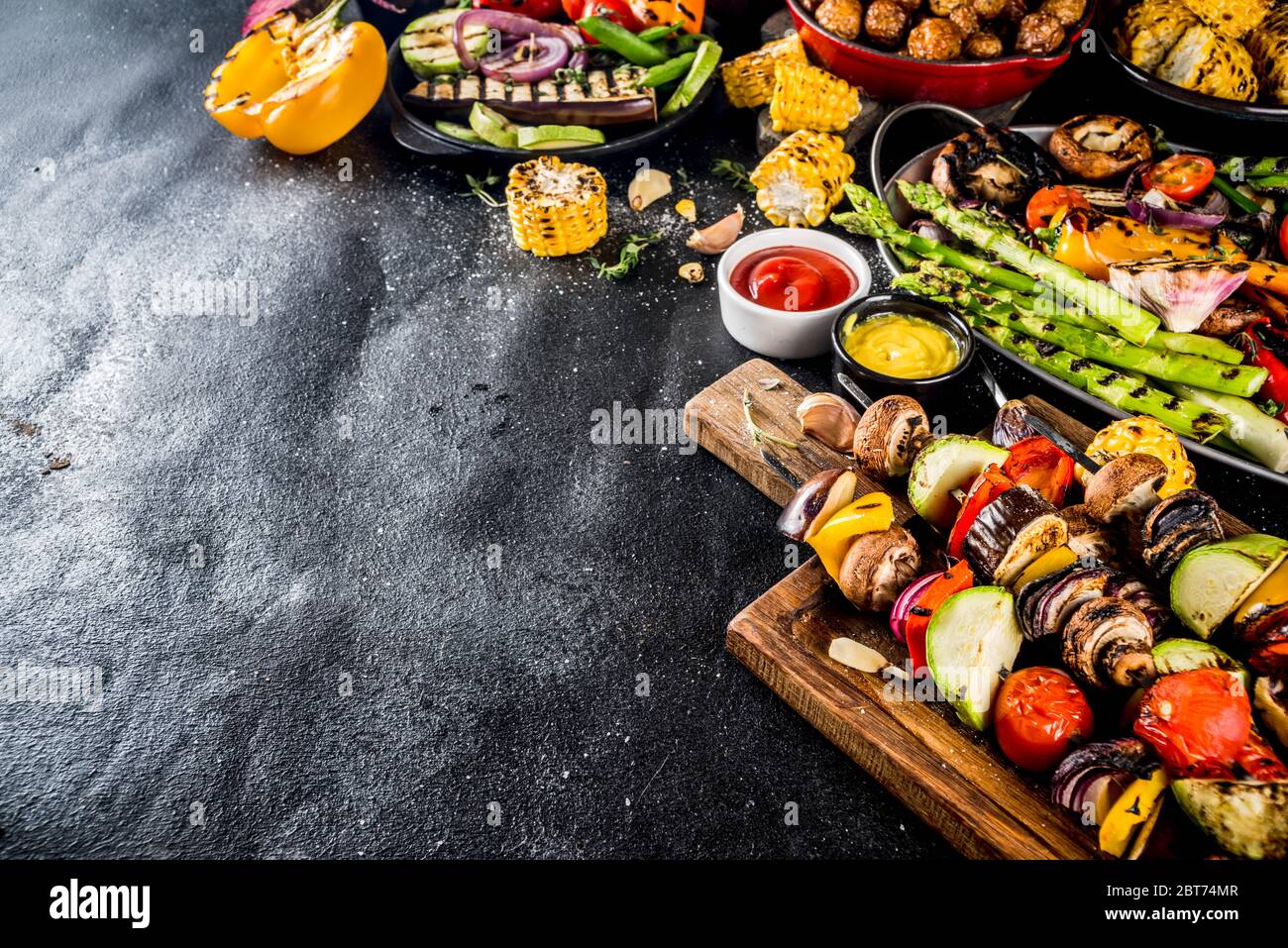 Assortment various barbecue vegan food, set of grill veggies, vegetable ...
