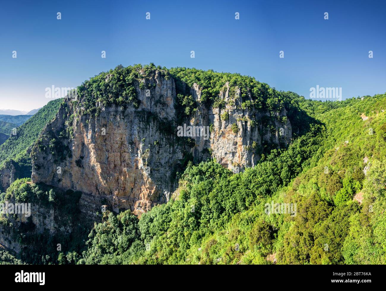 view of Vikos Gorge, a gorge in the Pindus Mountains of northern Greece ...