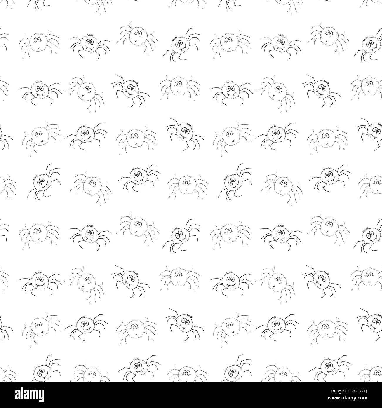 Cute Spider Seamless Pattern, Cartoon Hand Drawn Spider Doodles Vector ...