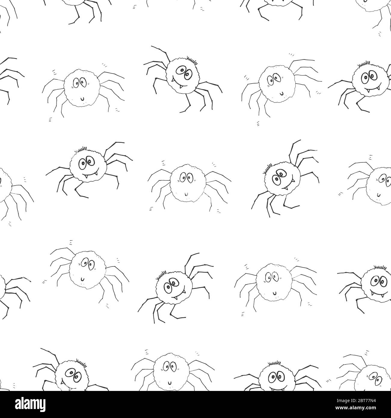 Cute Spider Seamless Pattern, Cartoon Hand Drawn Spider Doodles Vector ...