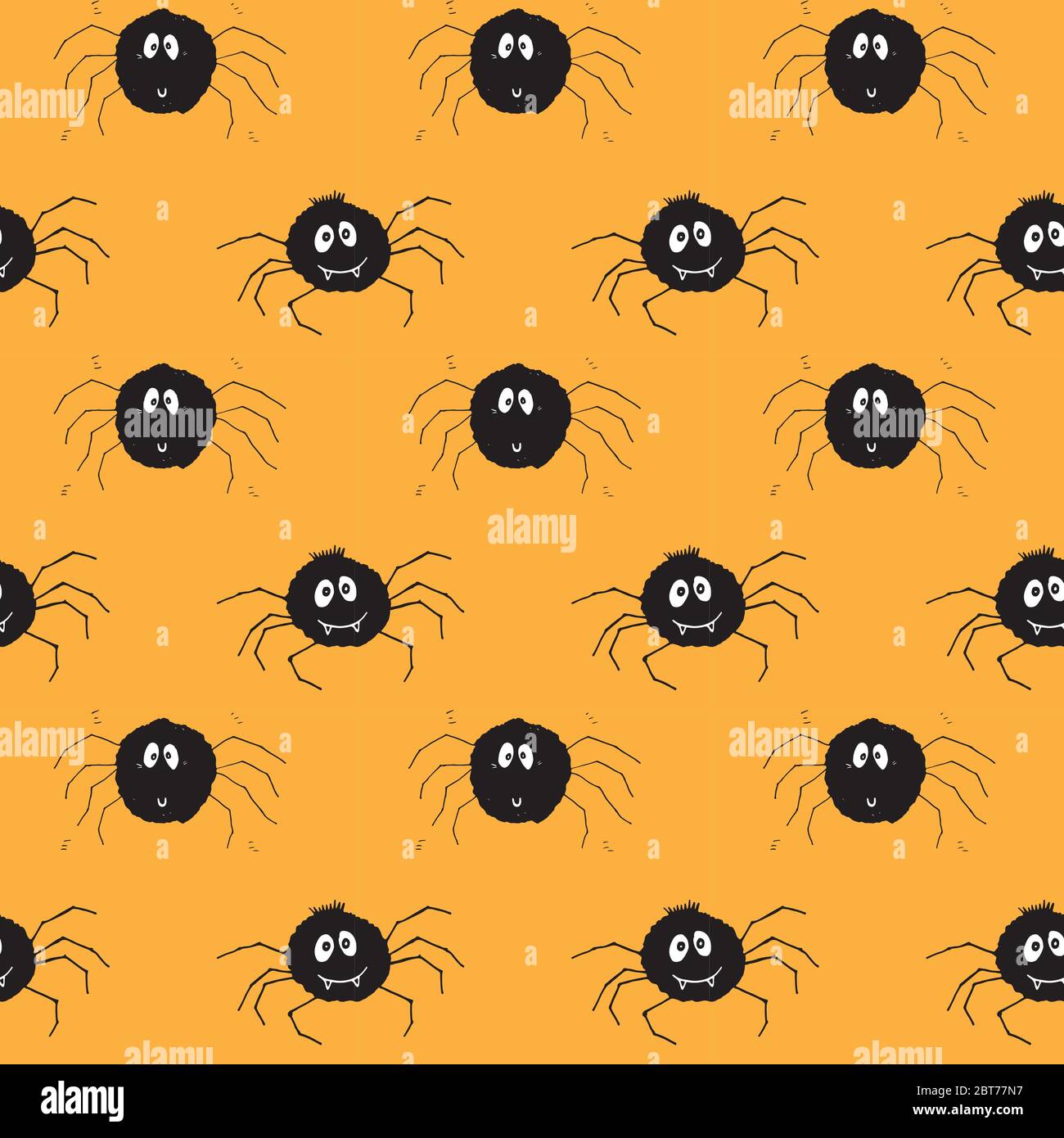 Cute Spider Seamless Pattern, Cartoon Hand Drawn Spider Doodles Vector ...