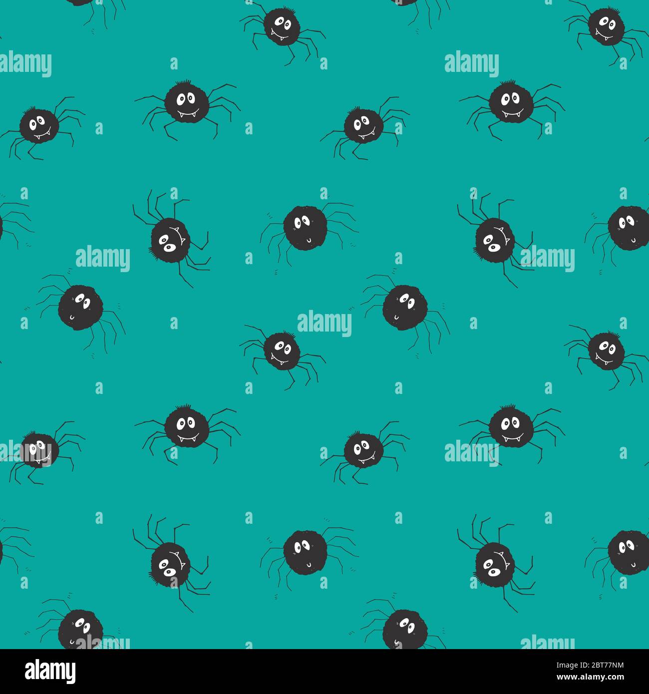 Cute Spider Seamless Pattern, Cartoon Hand Drawn Spider Doodles Vector ...