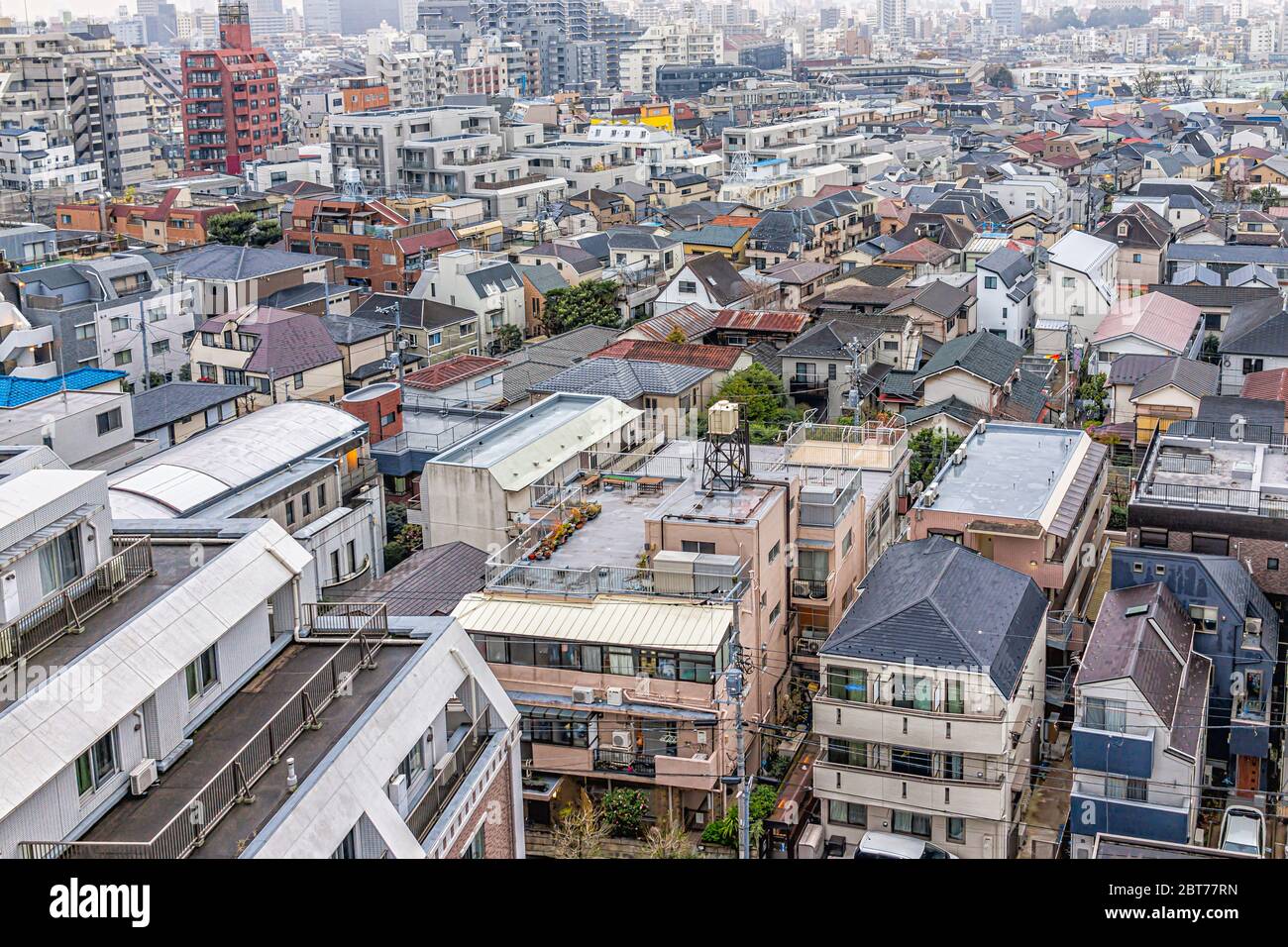 Shinjuku, Tokyo above view skyline cityscape with houses apartment ...