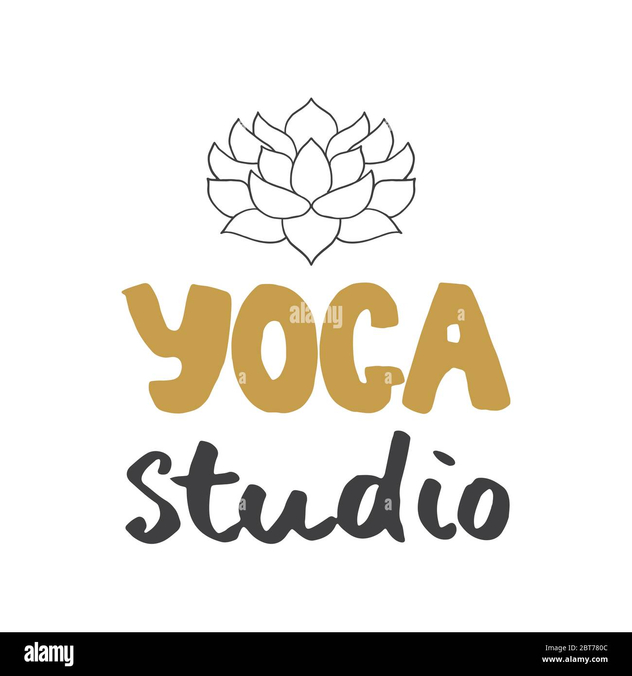 Yoga studio Lettering label. Calligraphic Hand Drawn yoga sketch doodle ...