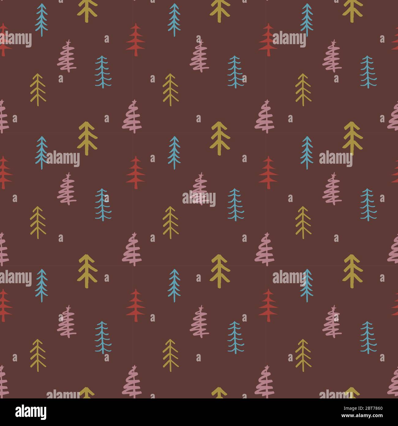 Pine tree seamless pattern. New Year and Christmas background, vector ...