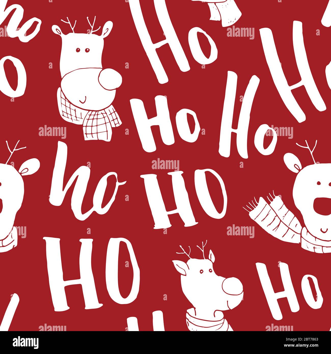 New Year and Christmas seamless pattern, with Ho Ho Ho hand drawn letters, vector Illustration ...