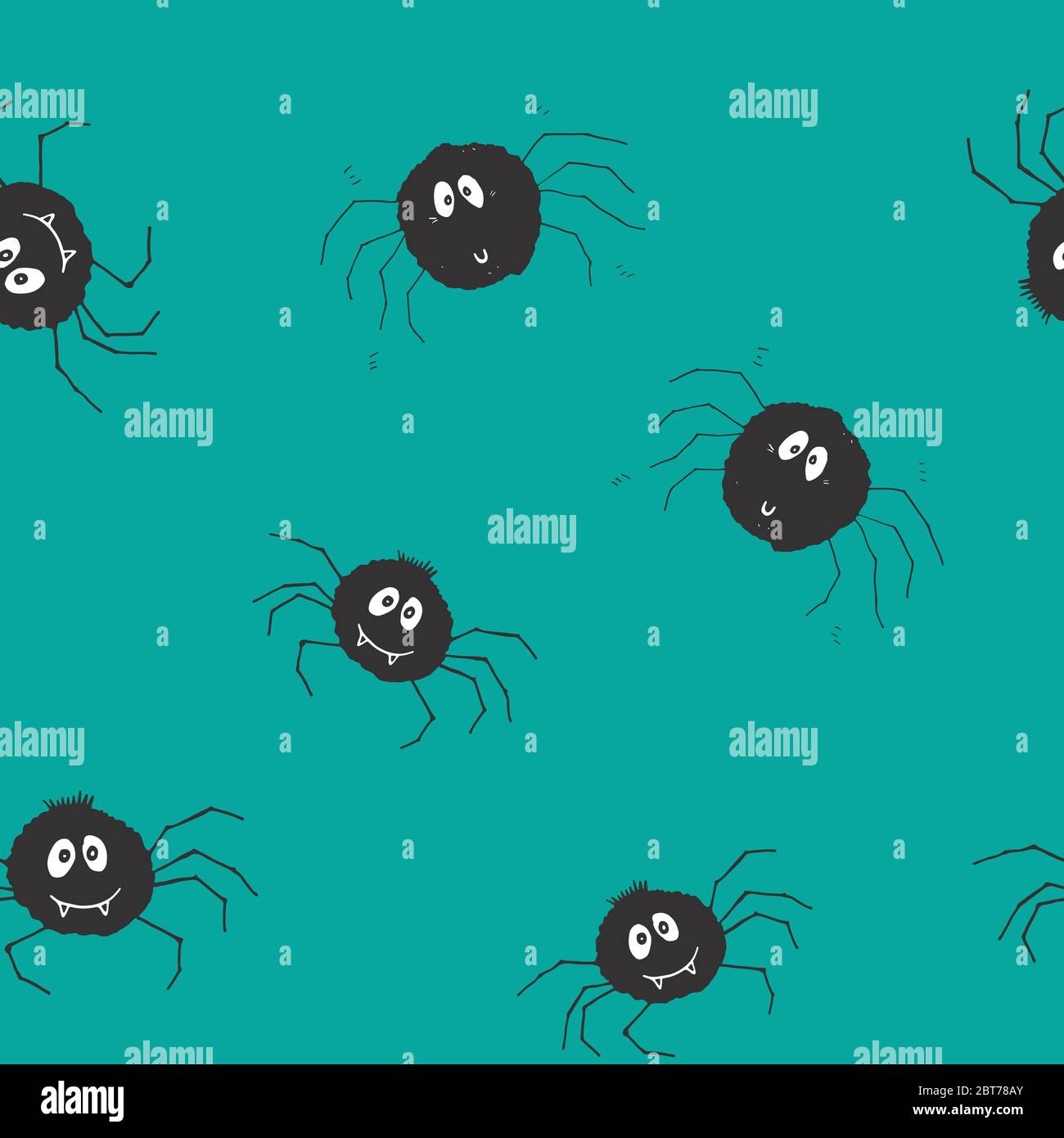 Cute Spider Seamless Pattern, Cartoon Hand Drawn Spider Doodles Vector ...