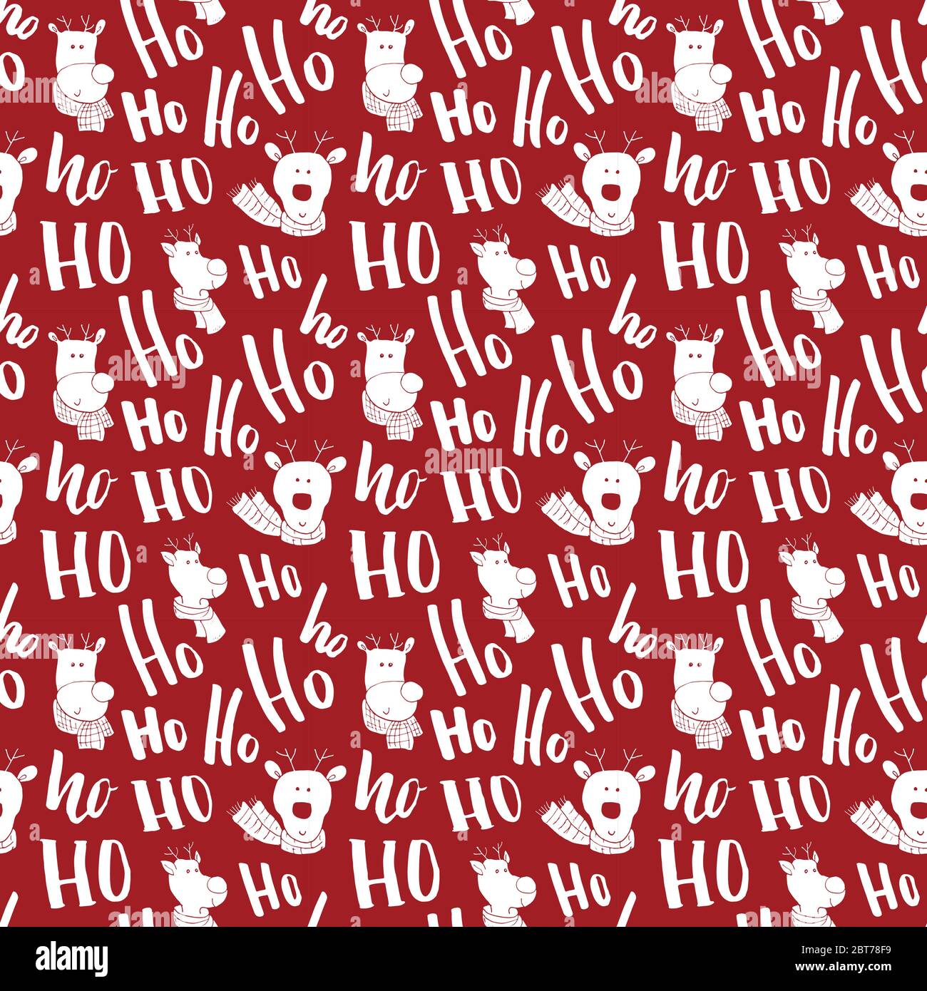 New Year and Christmas seamless pattern, with Ho Ho Ho hand drawn ...