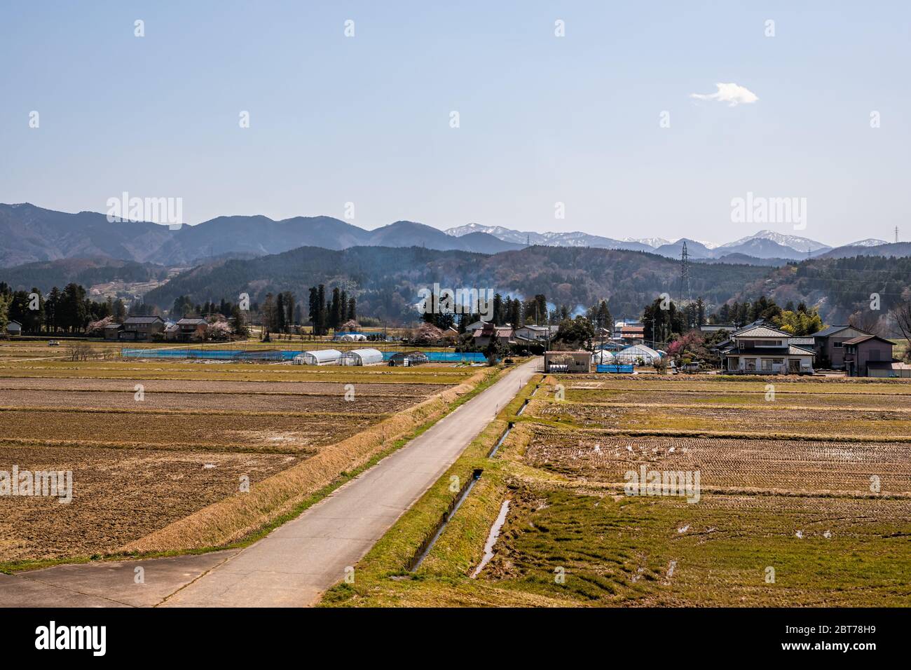 Toyama, Japan countryside road near Gifu prefecture with traditional ...