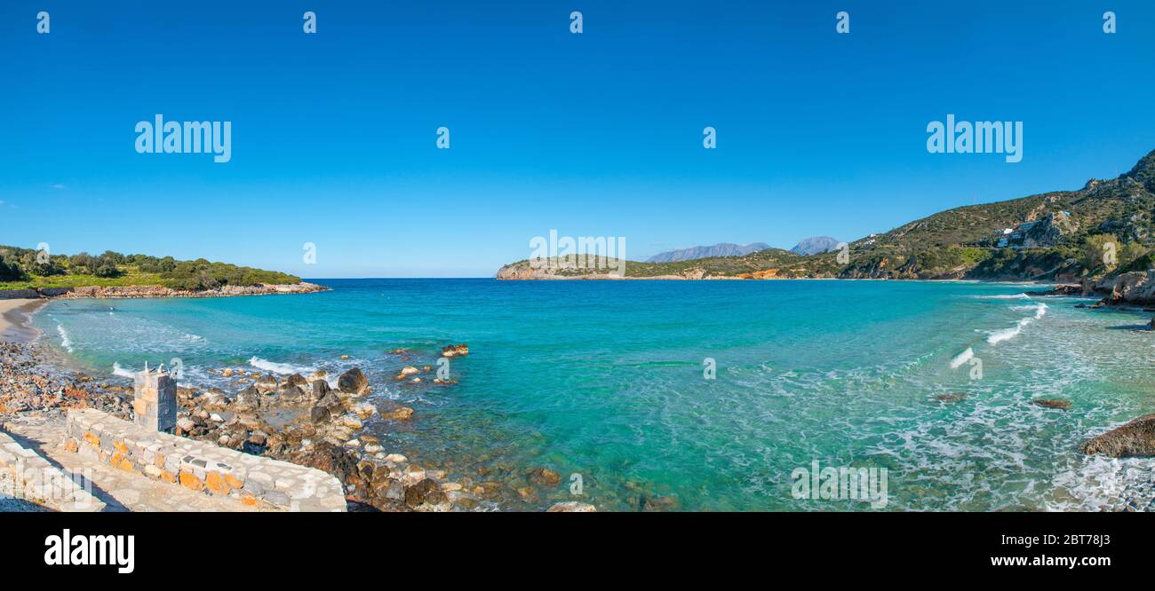Beautiful colorful beach at Crete island, Greece. Voulisma paradise ...