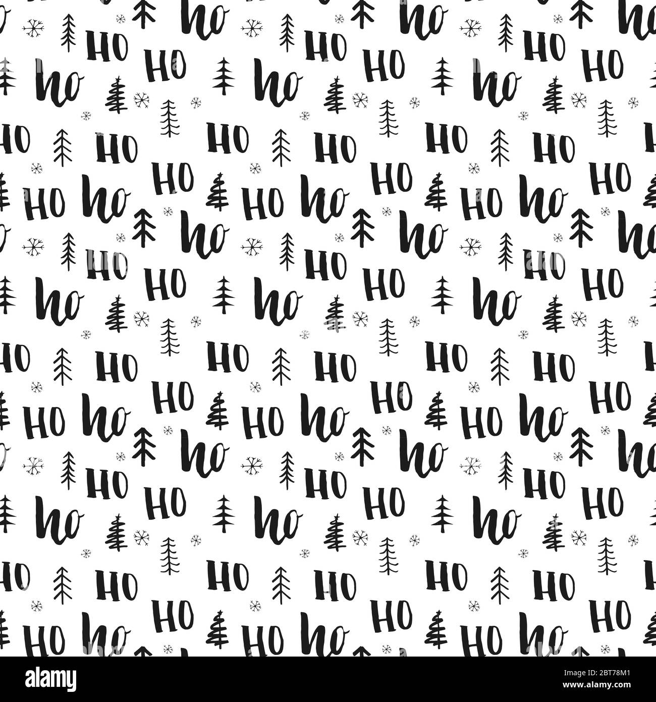 New Year and Christmas seamless pattern, with Ho Ho Ho hand drawn letters, vector Illustration ...