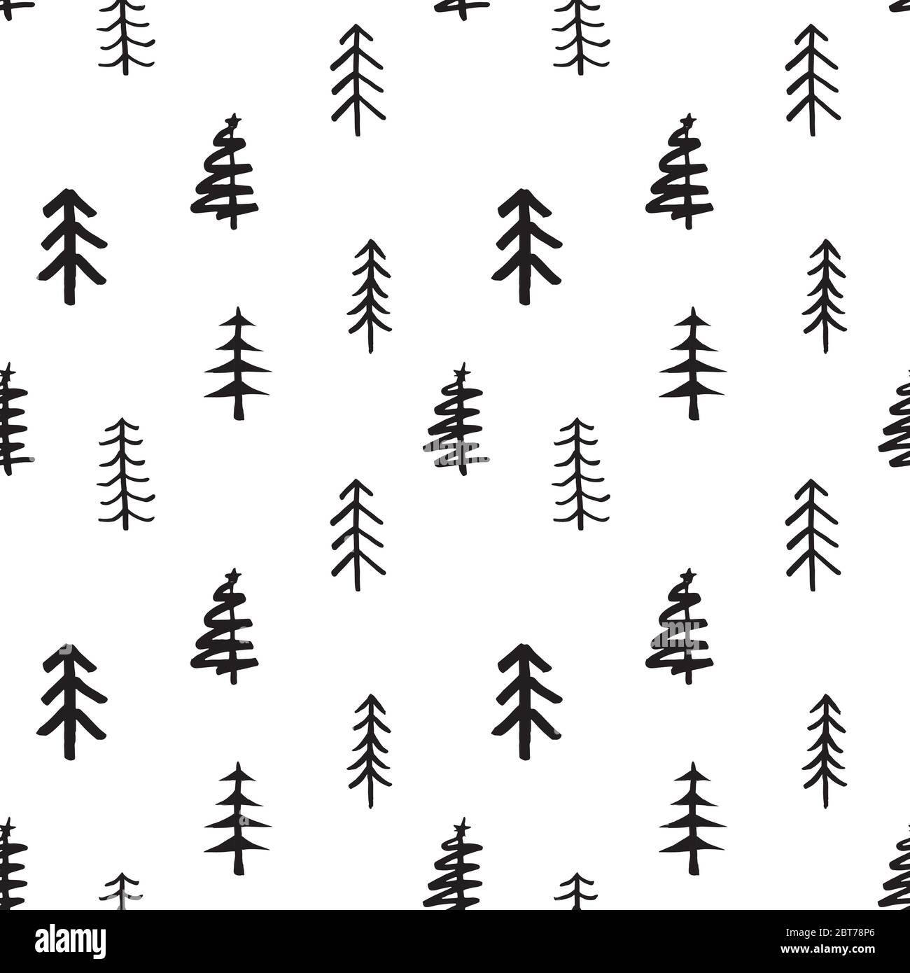 Pine tree seamless pattern. New Year and Christmas background, vector Illustration Stock Vector ...