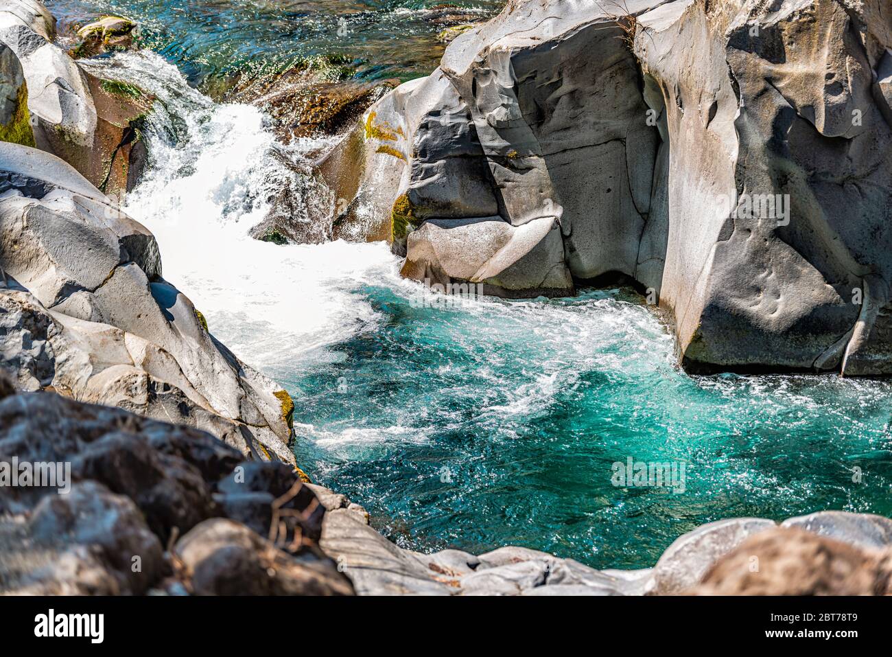 Daiya river flowing water closeup with rocks and stones at ...