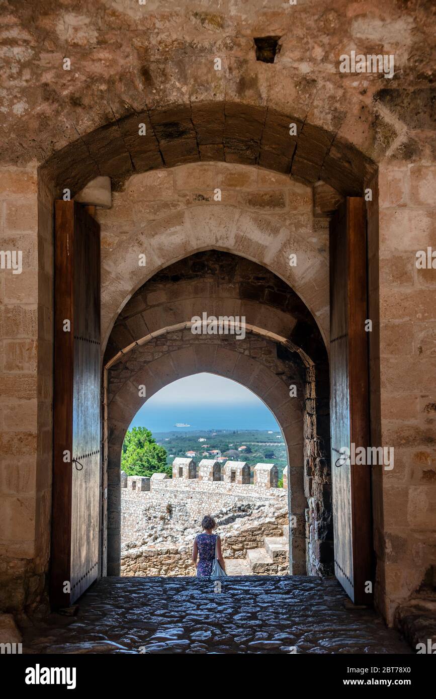 Chlemoutsi (also known as "Clermont") castle at Kastro village ...