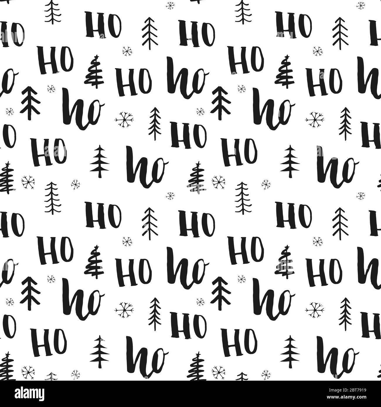 New Year and Christmas seamless pattern, with Ho Ho Ho hand drawn ...