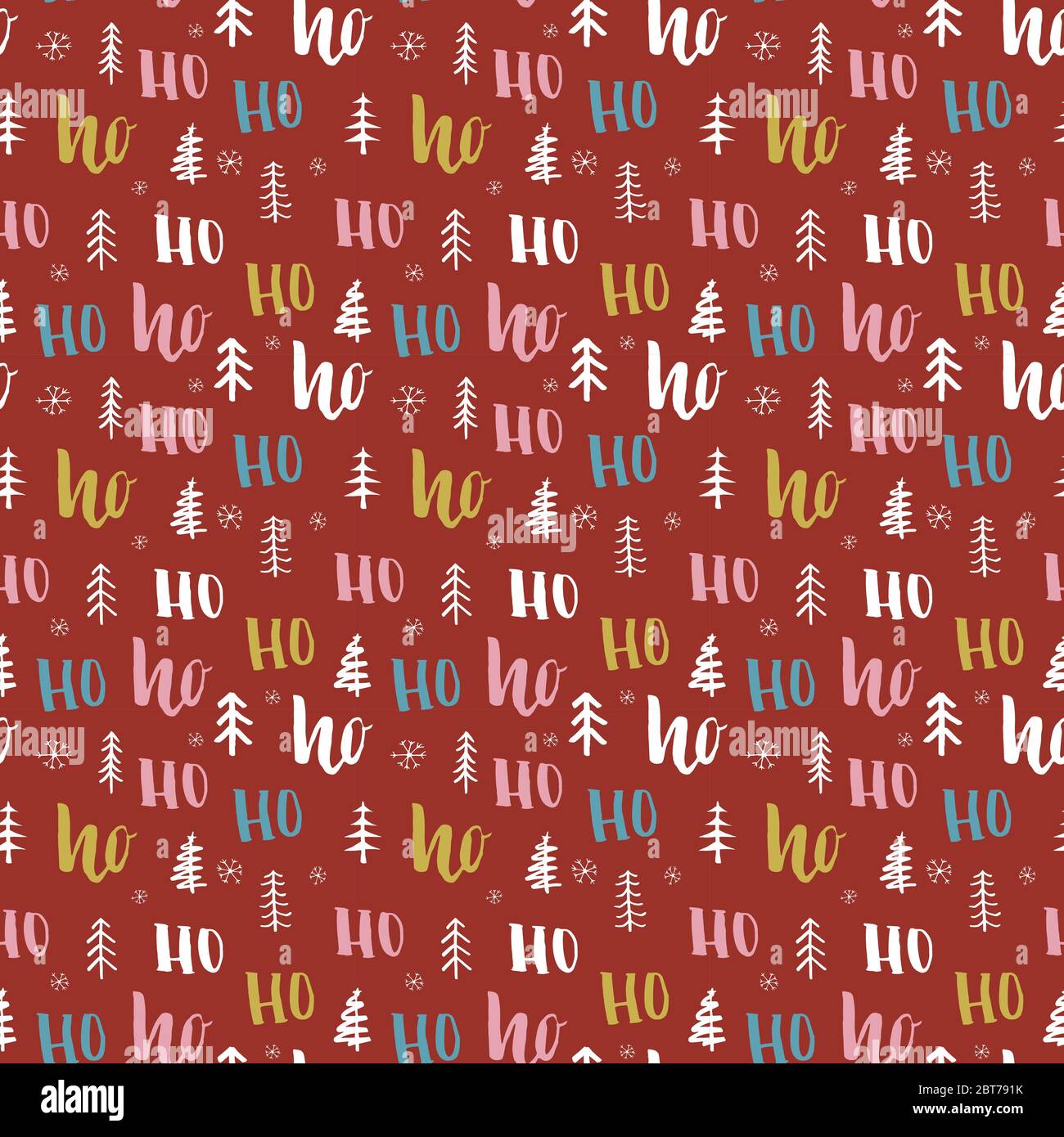 New Year and Christmas seamless pattern, with Ho Ho Ho hand drawn letters, vector Illustration ...