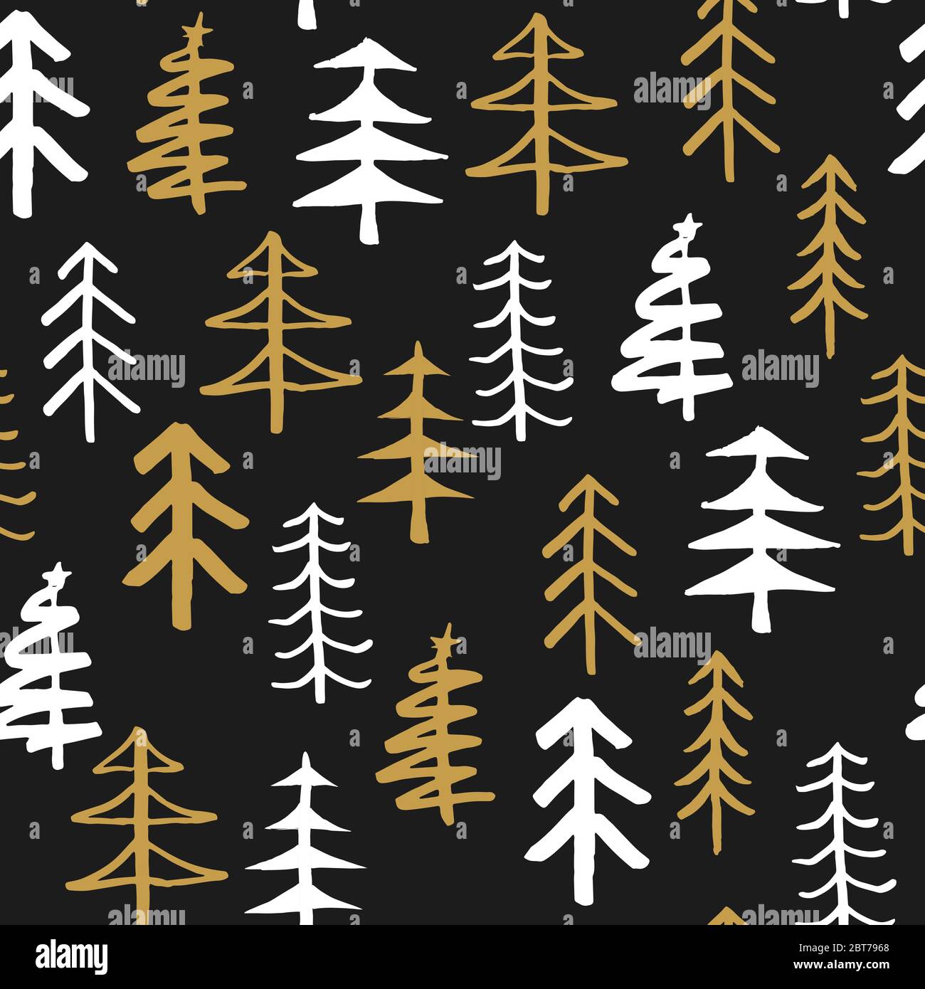 Pine tree seamless pattern. New Year and Christmas background, vector ...