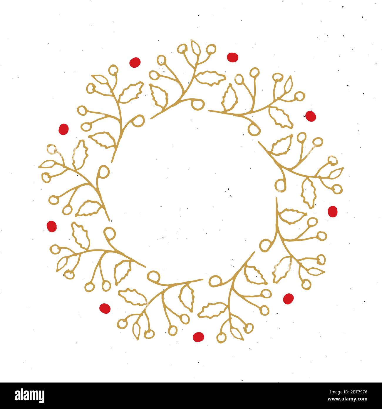 Christmas wreath Round Frames set hand drawn doodles. Vector ...