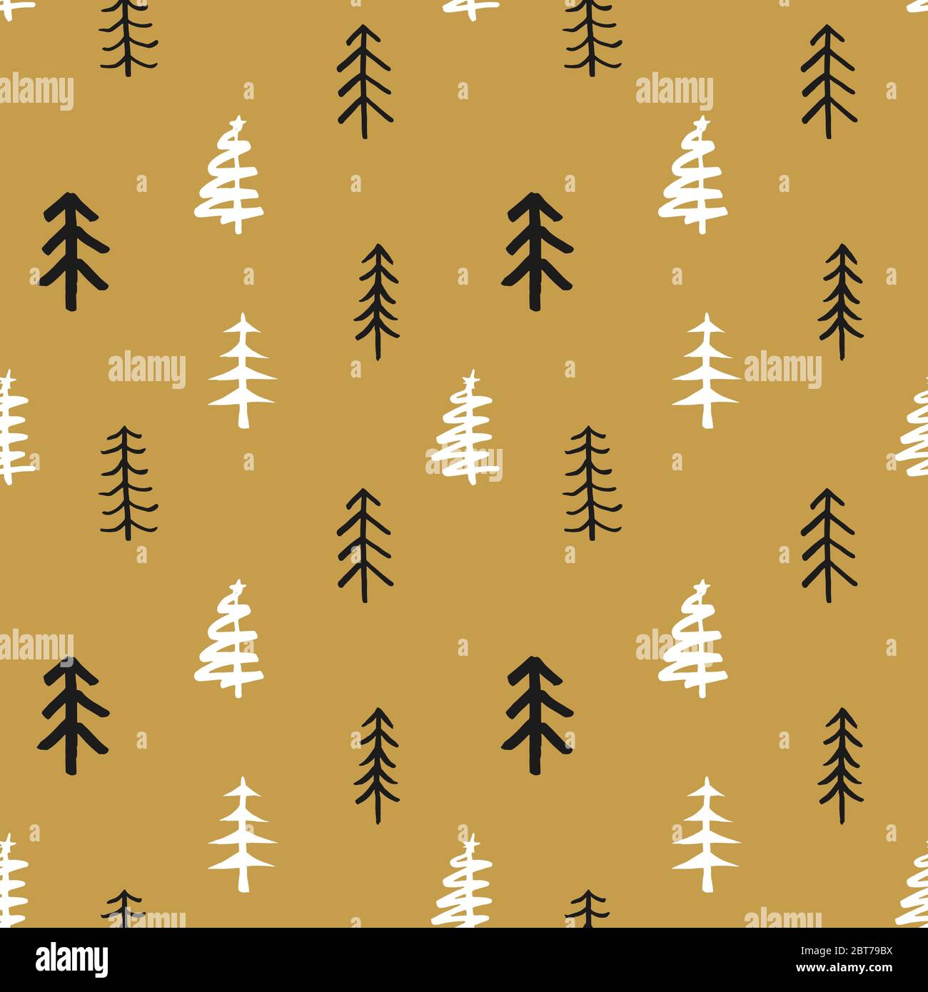 Pine tree seamless pattern. New Year and Christmas background, vector ...