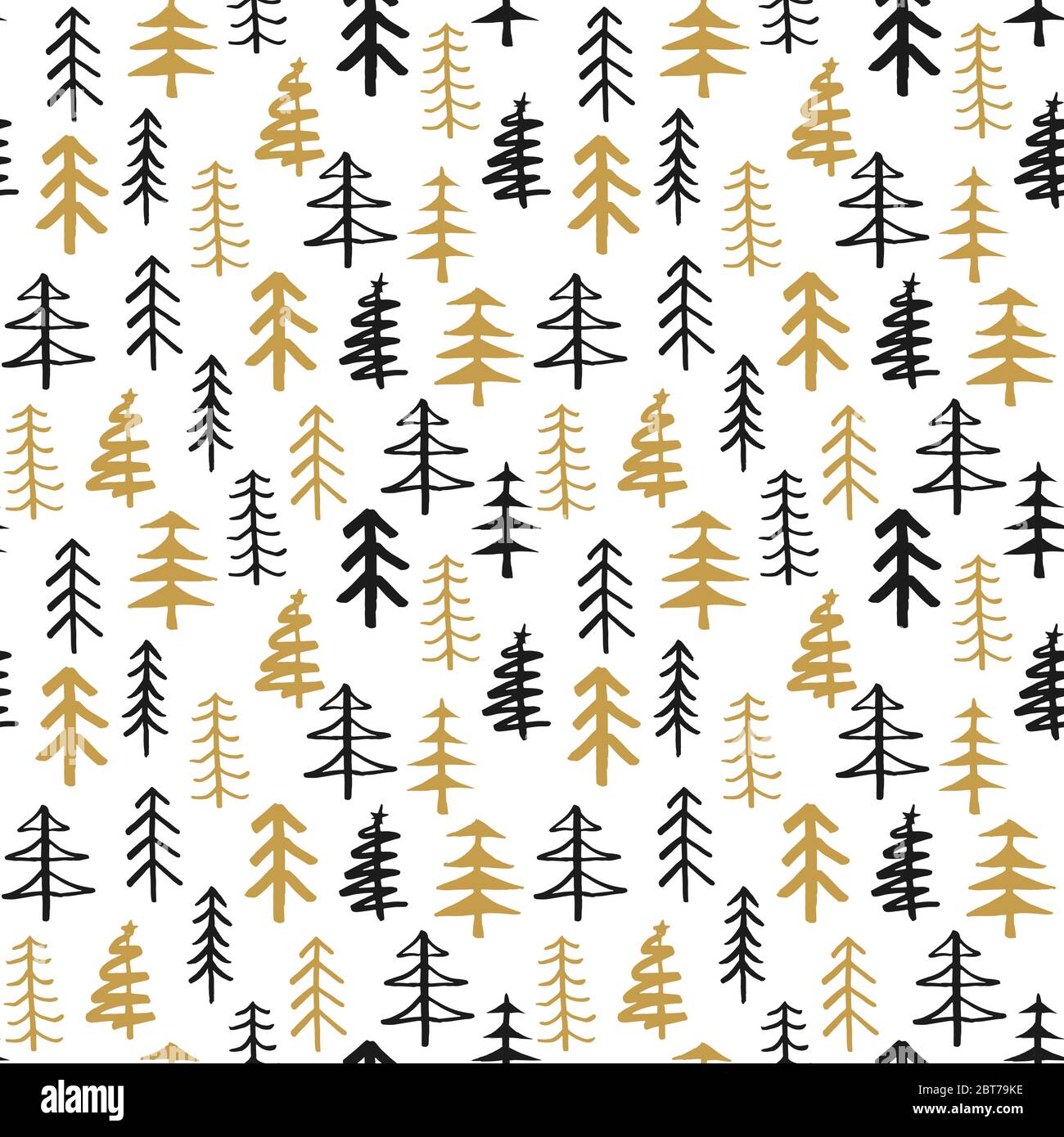 Pine tree seamless pattern. New Year and Christmas background, vector ...