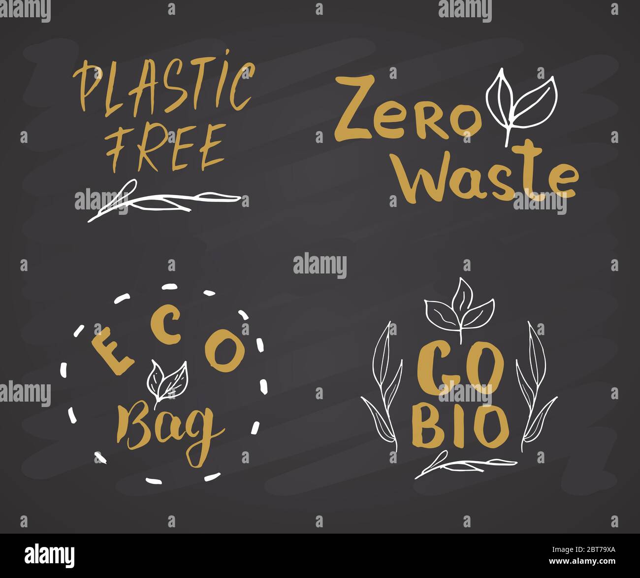 Eco and Bio Hand Drawn labels Set. Calligraphic Letterings with eco ...