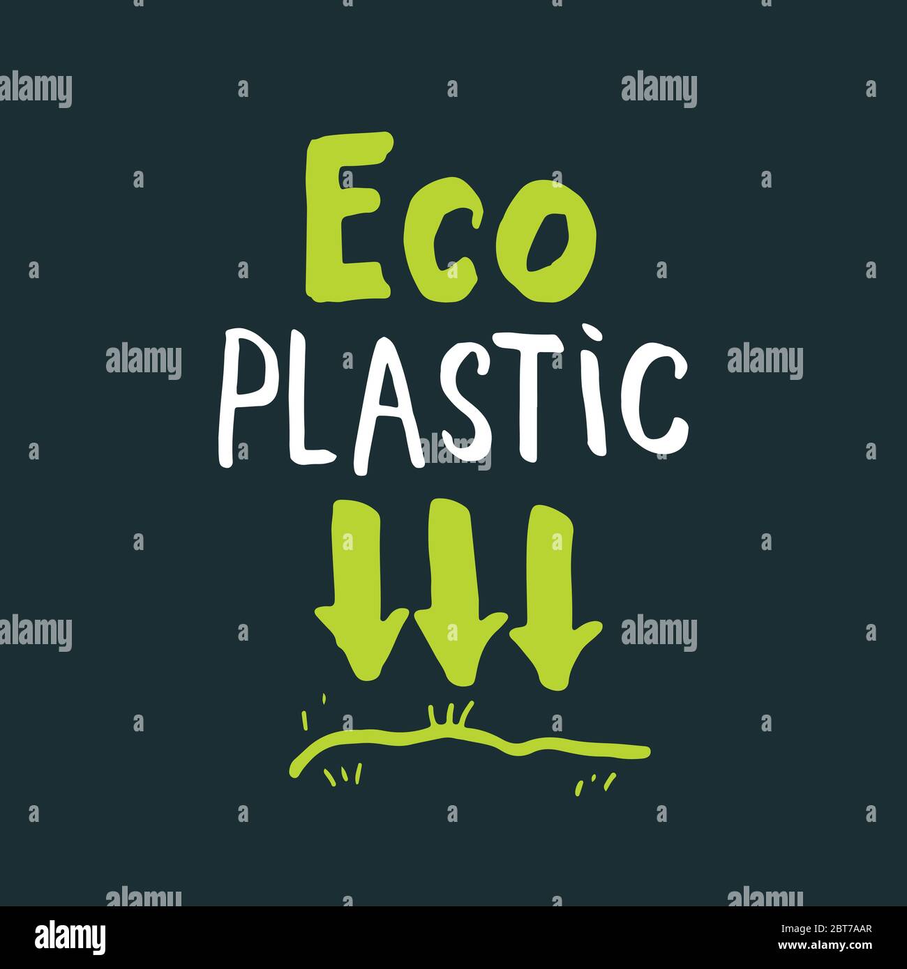 Eco Plastic Lettering label. Calligraphic Hand Drawn eco friendly ...
