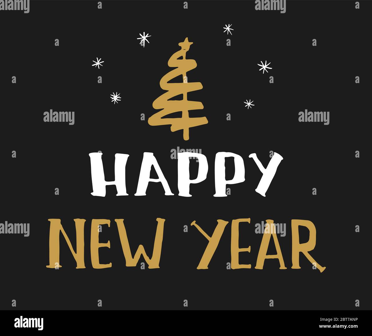 New Year greeting card, hello 2020. Hand Drawn Lettering Text Vector ...