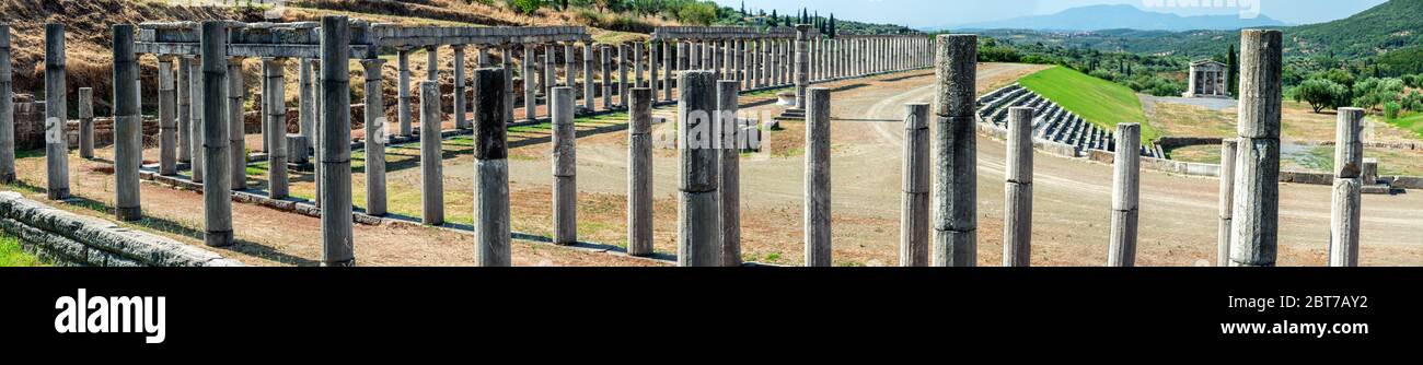 View of the Ancient Greek Stadium in Ancient Messini in Greece Stock ...