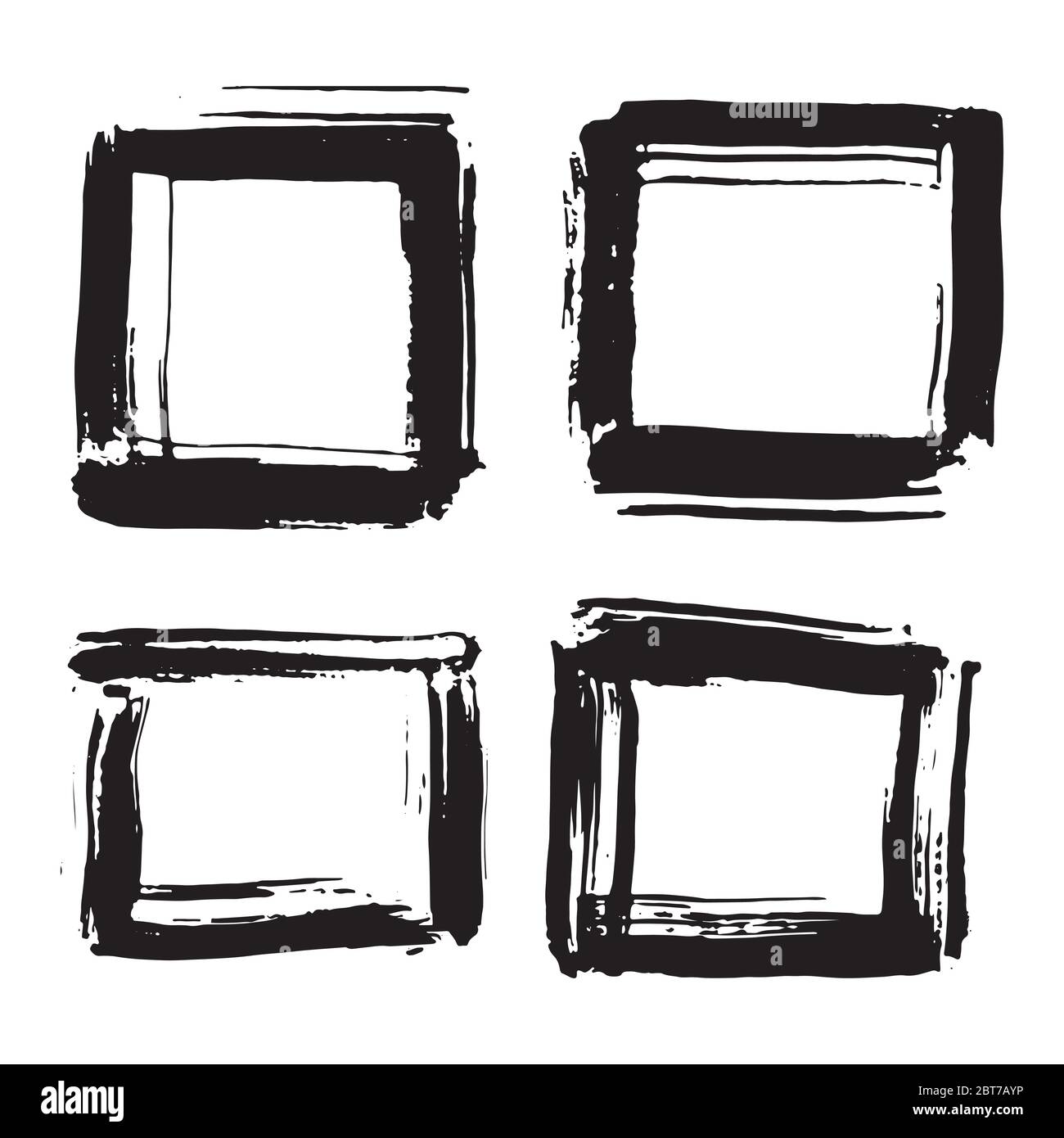Frames and text boxes, grunge textured hand drawn elements set, vector ...