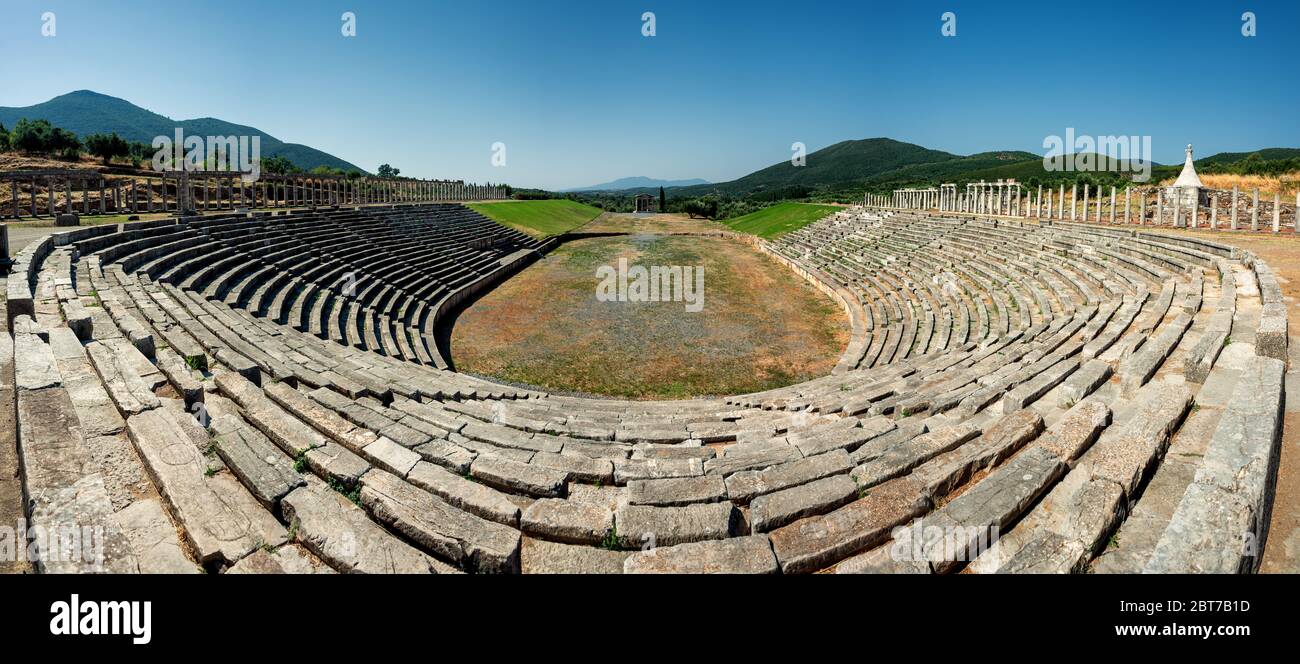 View of the Ancient Greek Stadium in Ancient Messini in Greece Stock ...