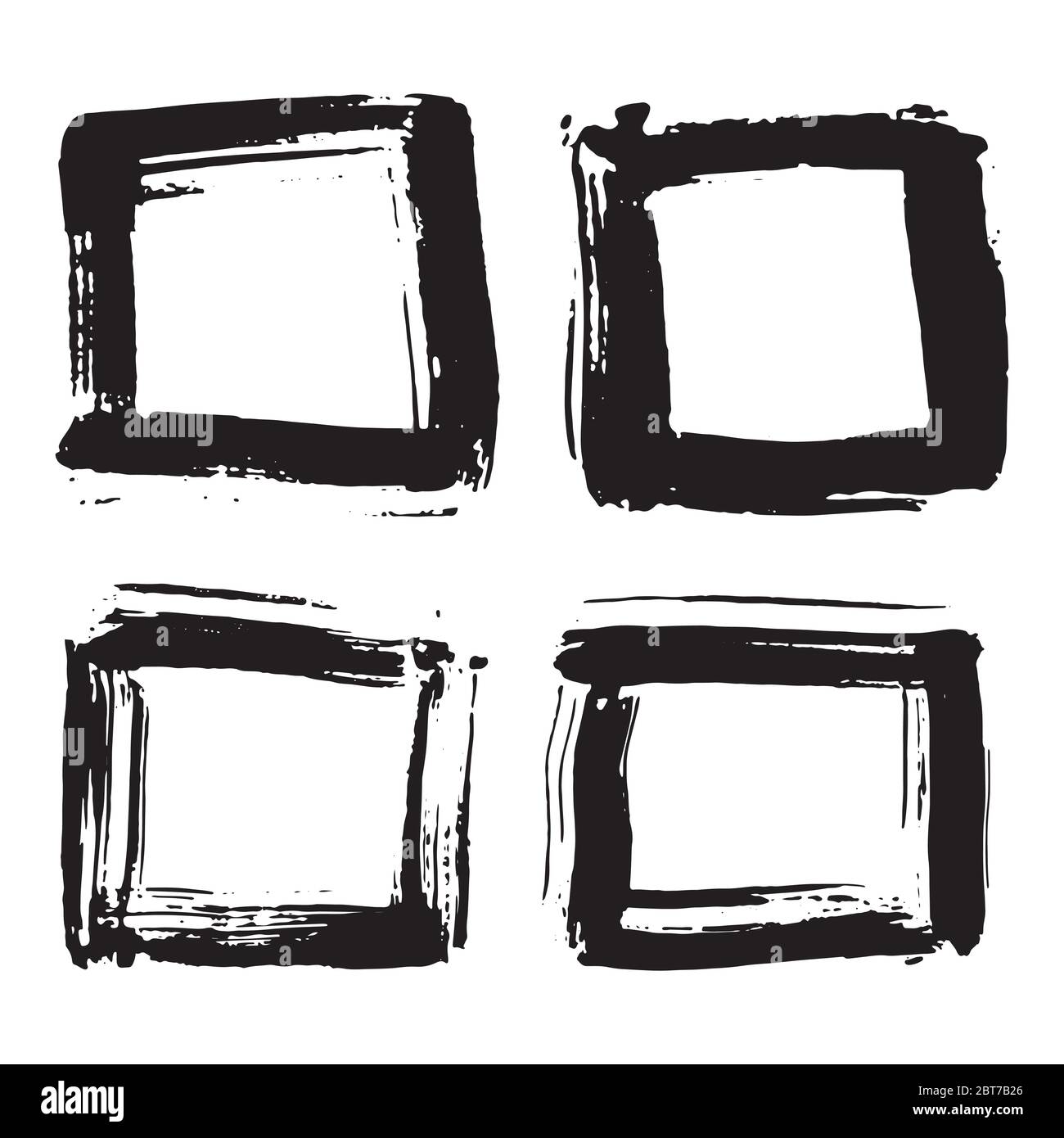 Frames and text boxes, grunge textured hand drawn elements set, vector ...