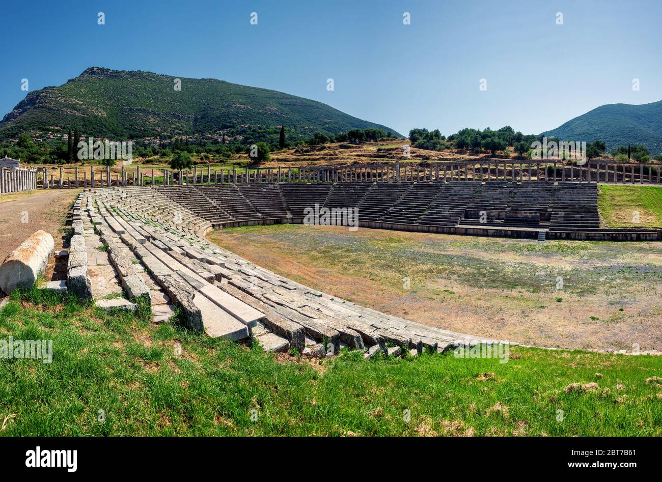 View of the Ancient Greek Stadium in Ancient Messini in Greece Stock ...