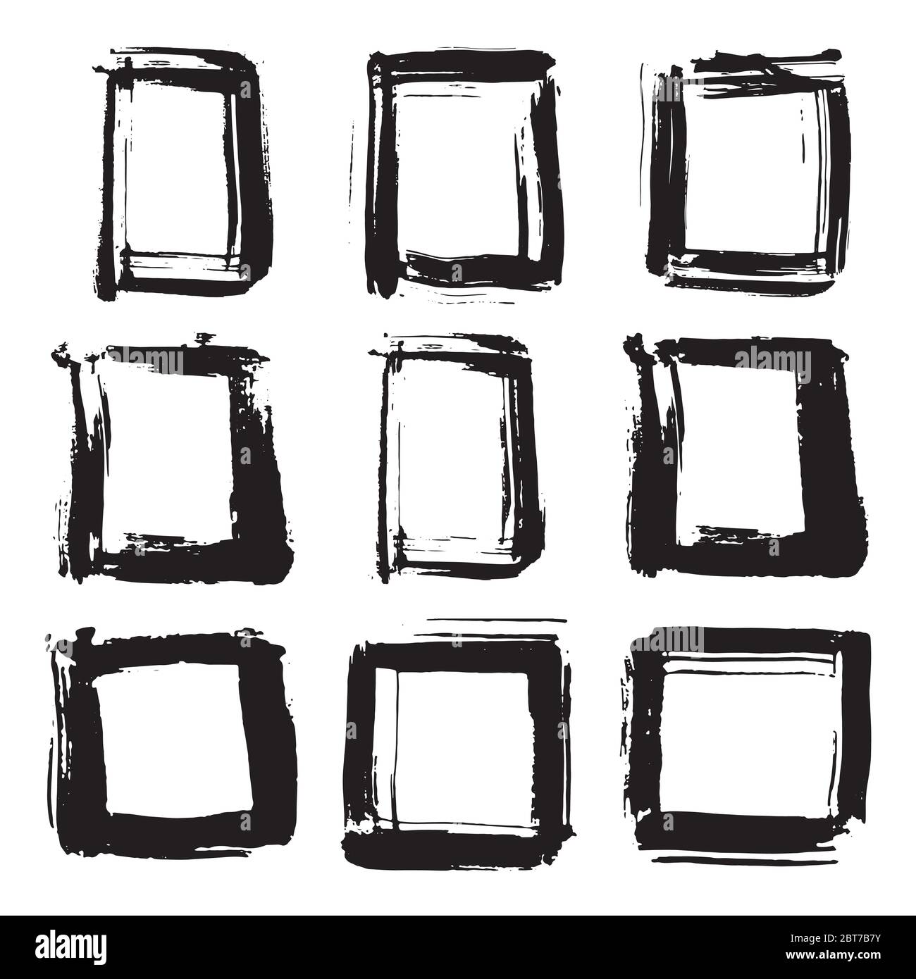 Frames and text boxes, grunge textured hand drawn elements set, vector ...