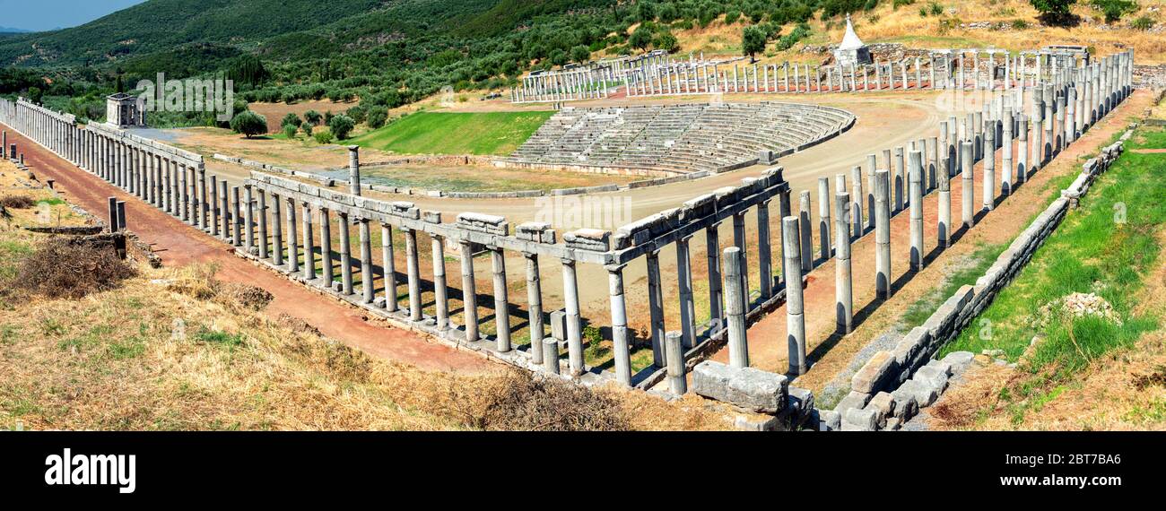 View of the Ancient Greek Stadium in Ancient Messini in Greece Stock ...