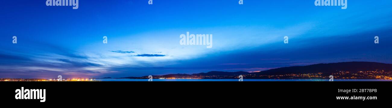 Panoramic night sky with some clouds Stock Photo - Alamy