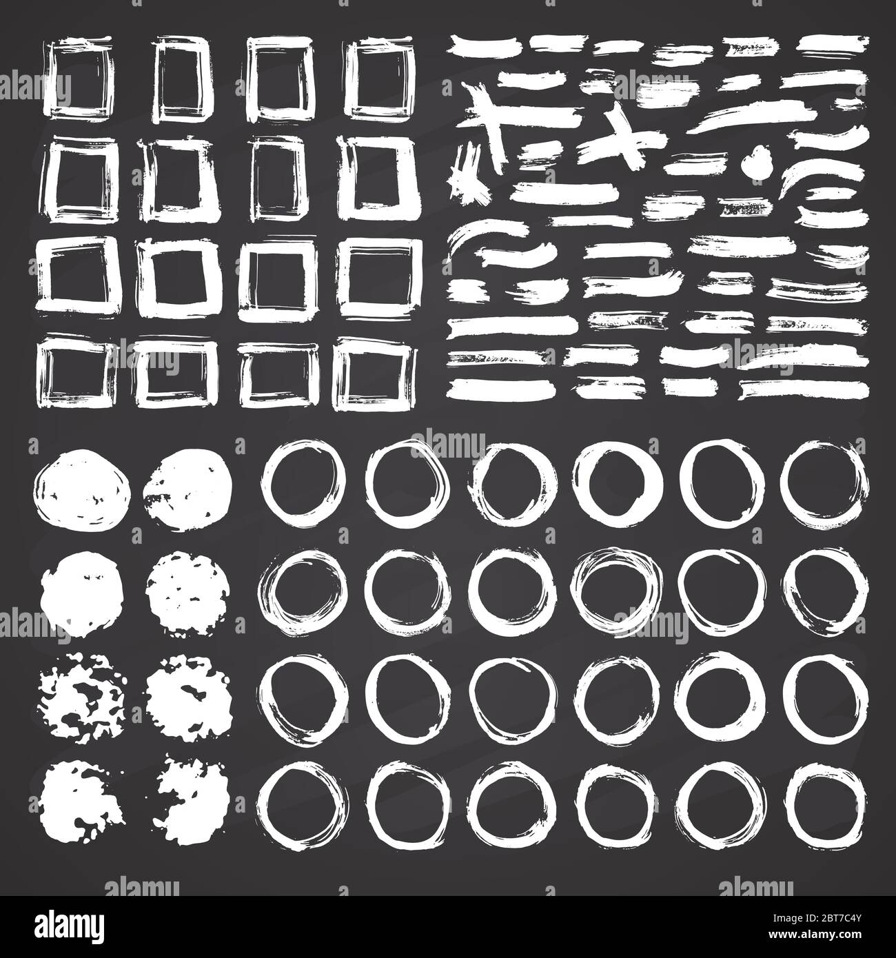 Round Frames, text boxes and Brush strokes, grunge textured hand drawn ...