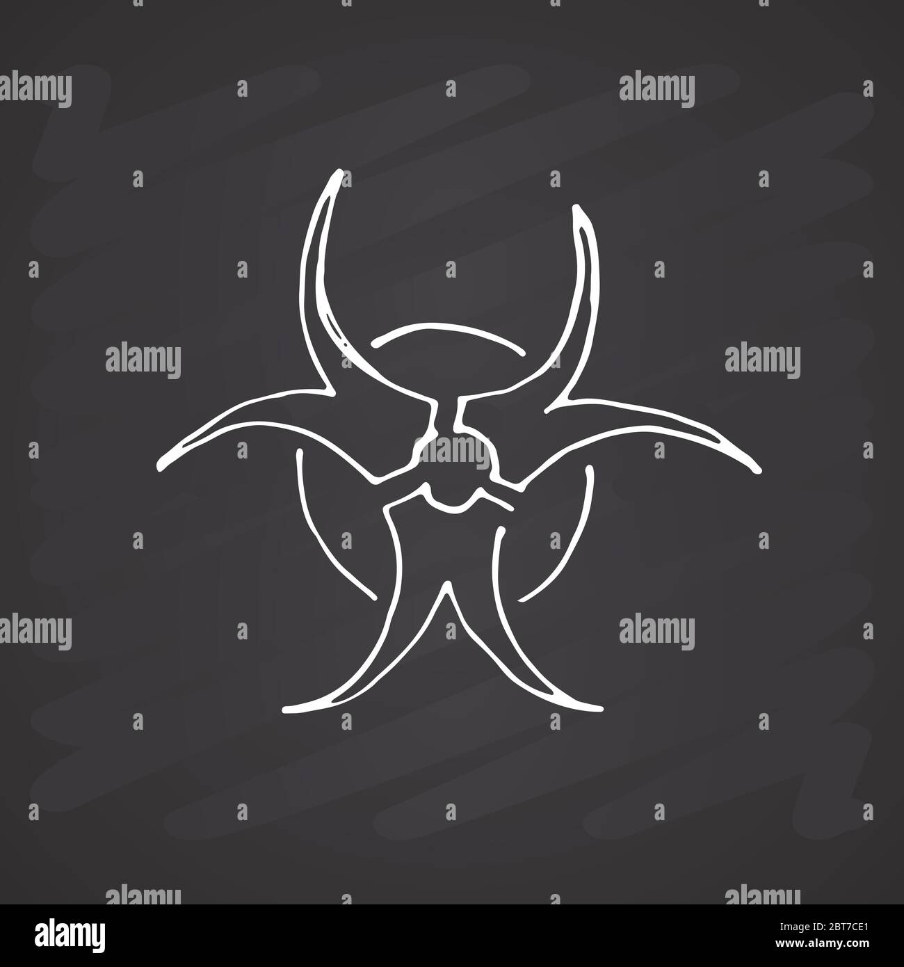 Biohazard symbol Hand Drawn icon. Vector illustration on chalkboard ...
