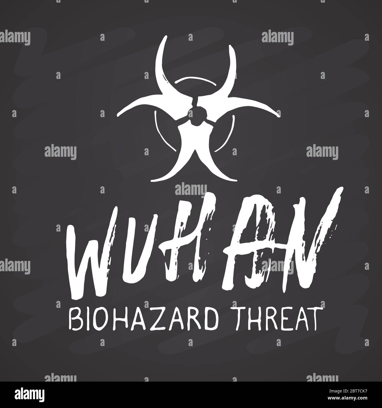 Wuhan lettering with Hand Drawn Biohazard symbol icon. Vector ...