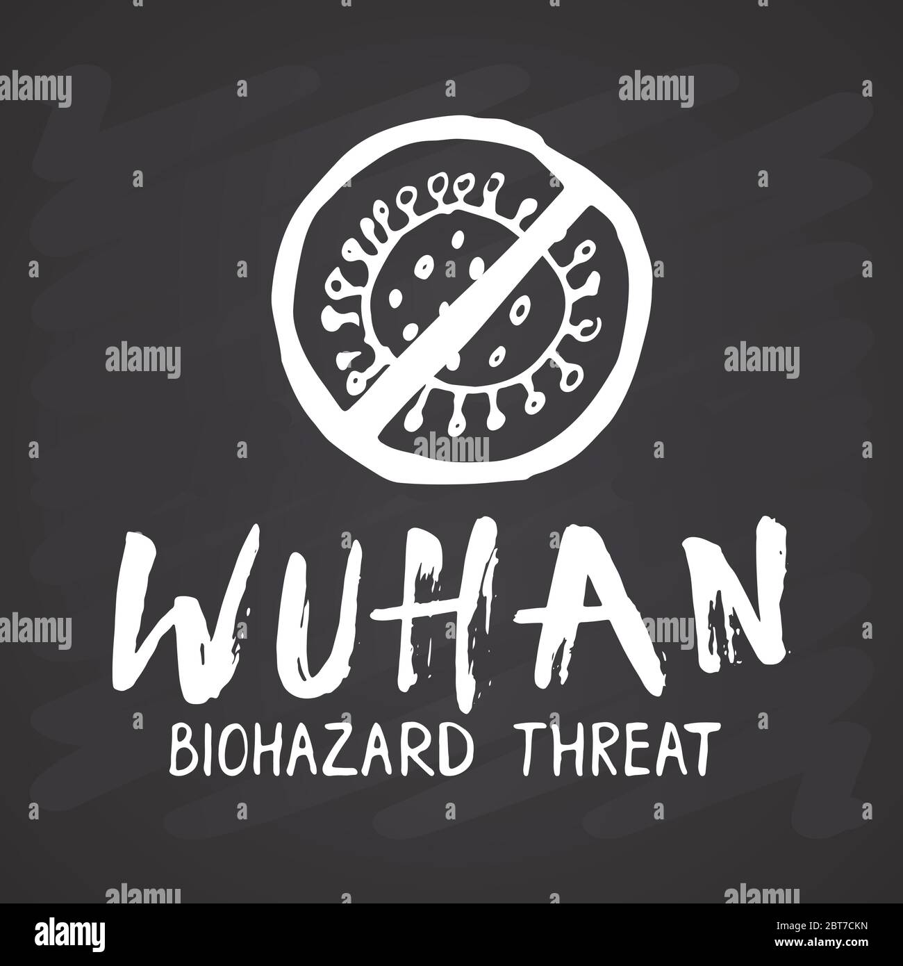 Wuhan lettering with Hand Drawn Biohazard symbol icon. Vector ...