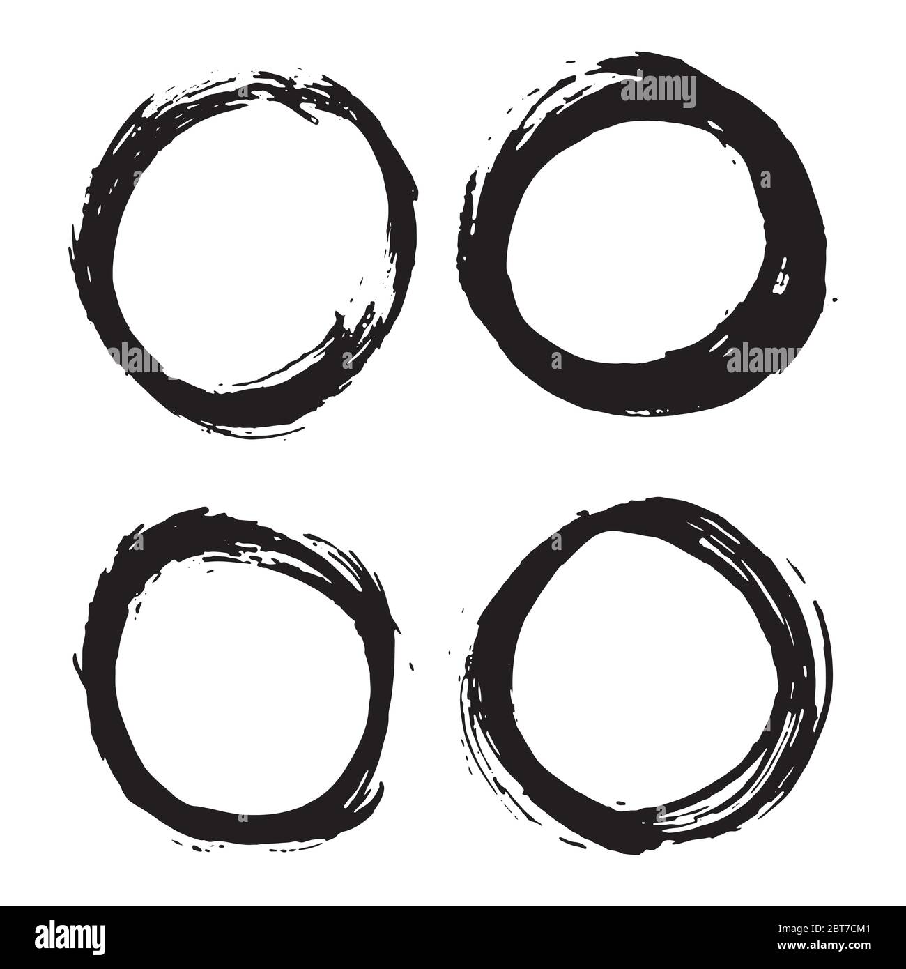 Round Frames, grunge textured hand drawn elements set, vector ...