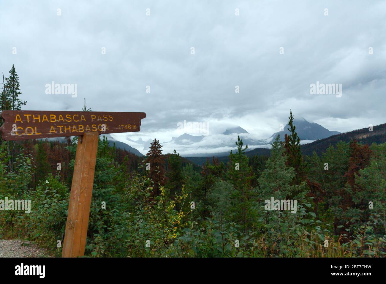 Sign indicating to Athabasca Pass, Alberta, Canada Stock Photo - Alamy