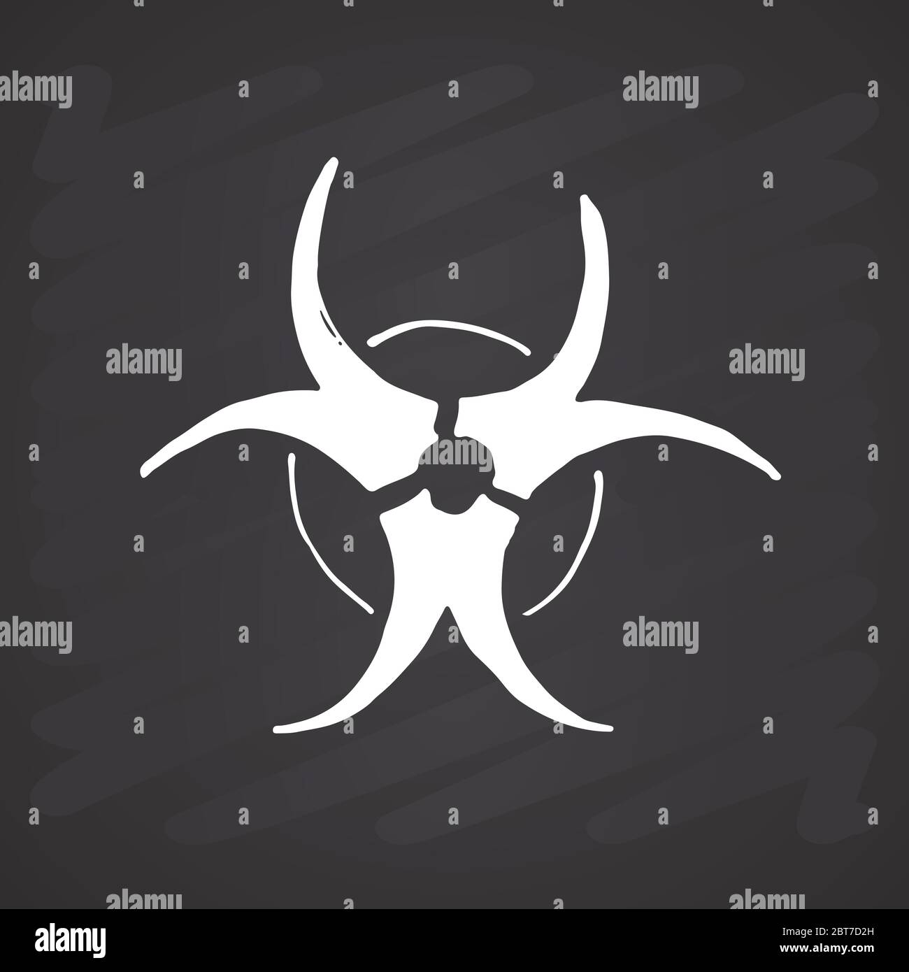 Biohazard symbol Hand Drawn icon. Vector illustration on chalkboard ...