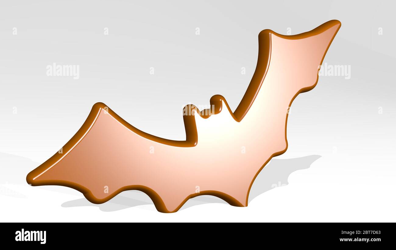 bat from a perspective on the wall. A thick sculpture made of metallic ...