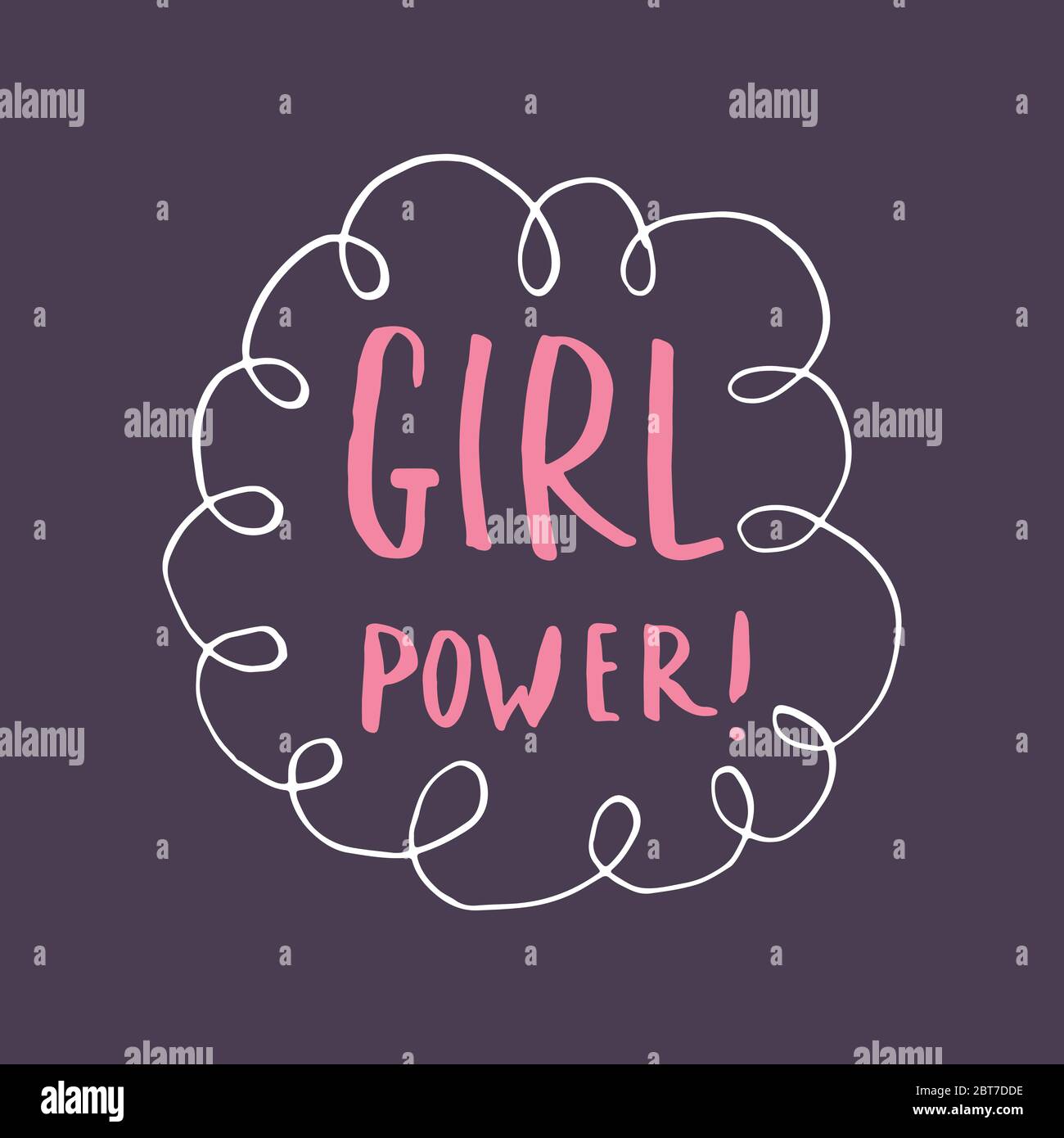 Girl Power lettering quote, Hand drawn calligraphic sign. Vector ...
