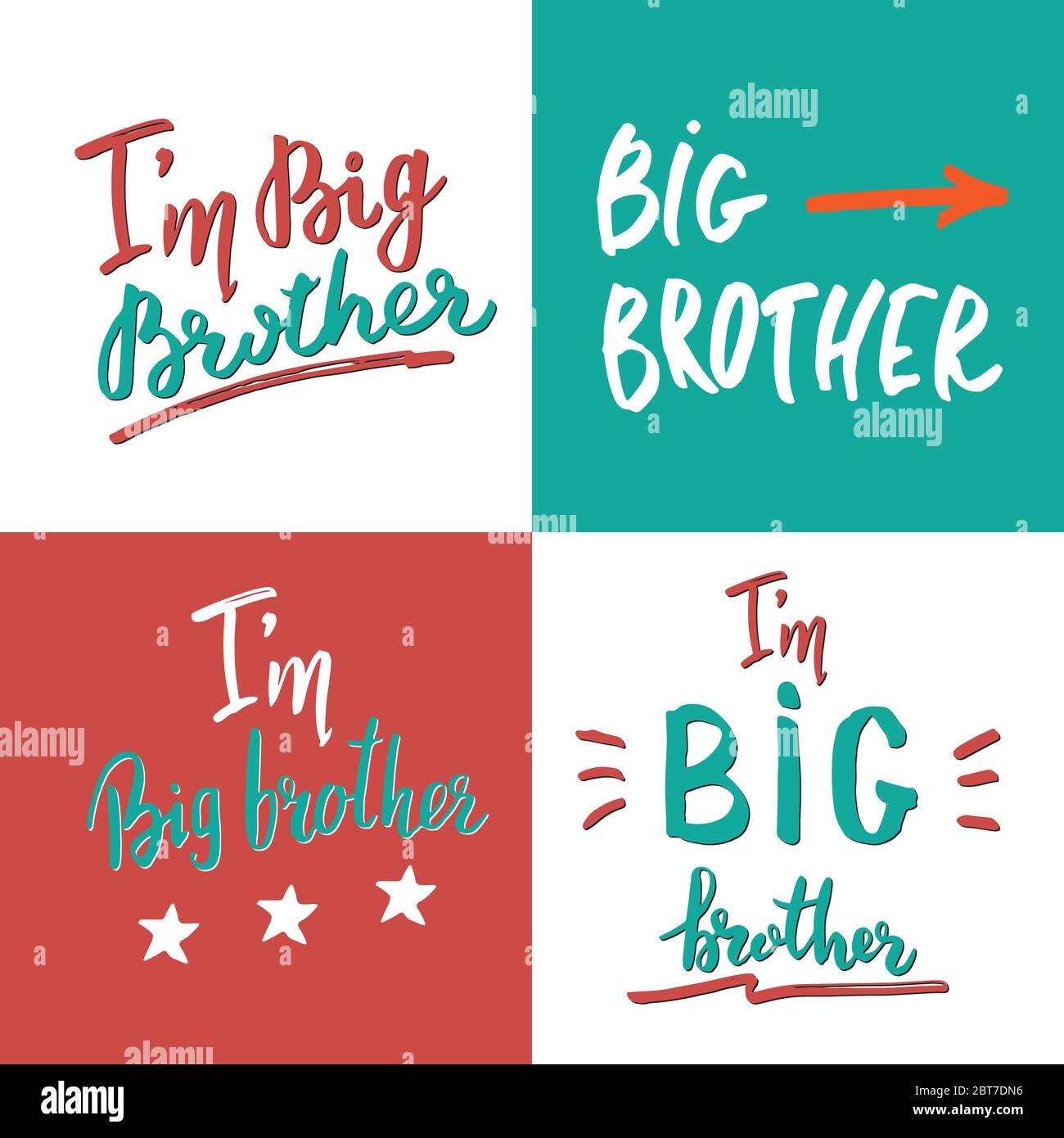 Big brother, Calligraphic Letterings signs set, child nursery printable ...