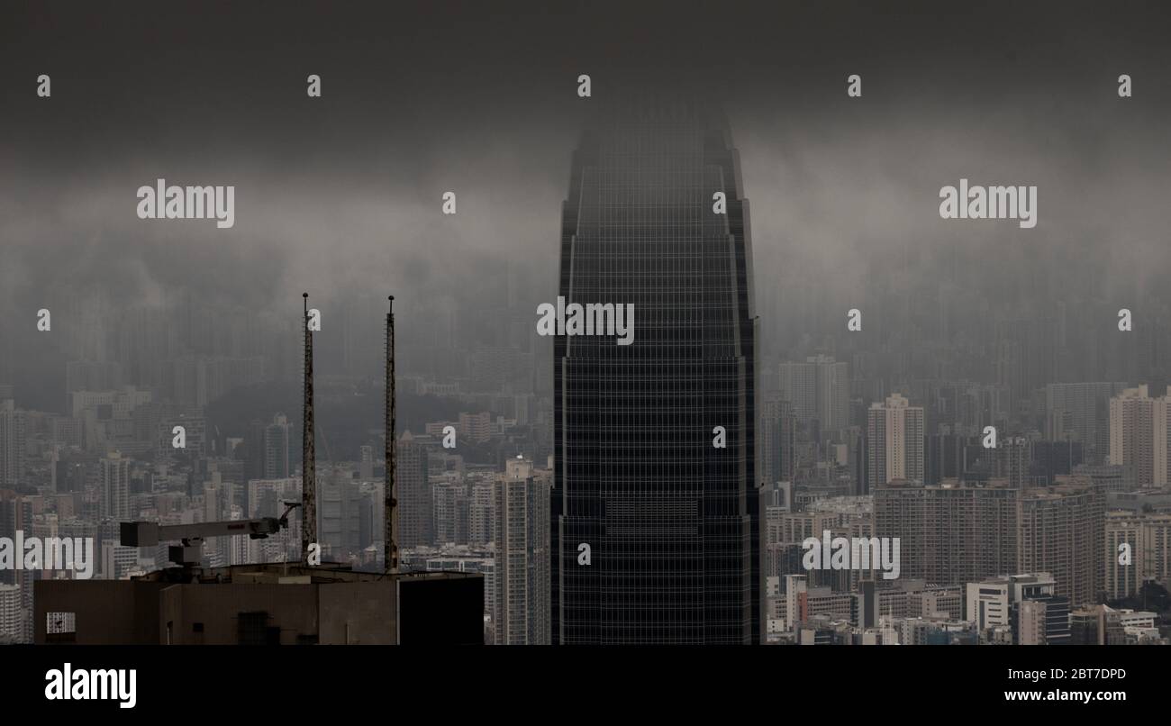 Hong Kong, CHINA. 23rd May, 2020. View of top of IFC Tower 2, the ...