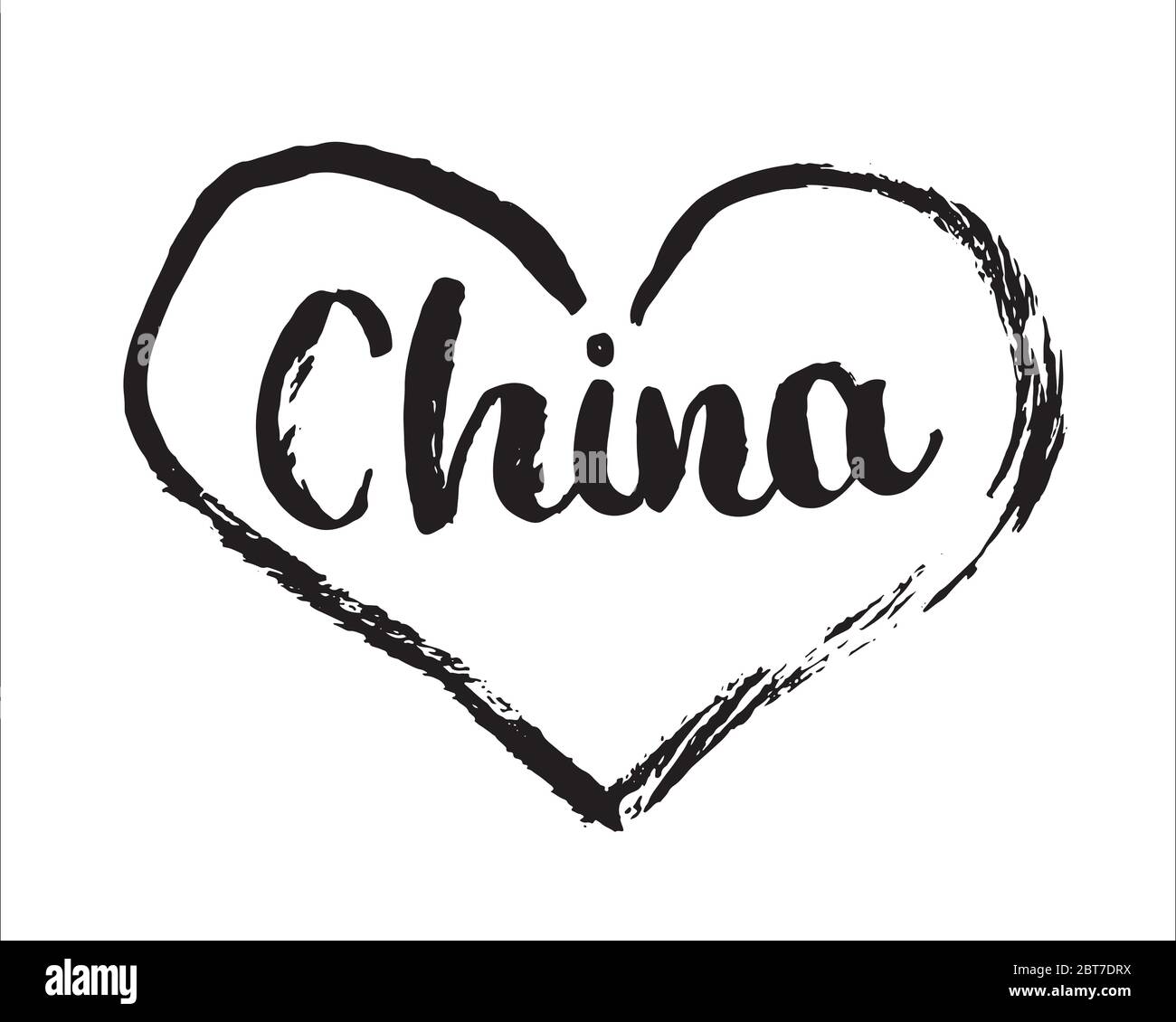 China, lettering. Vector illustration isolated on white background ...